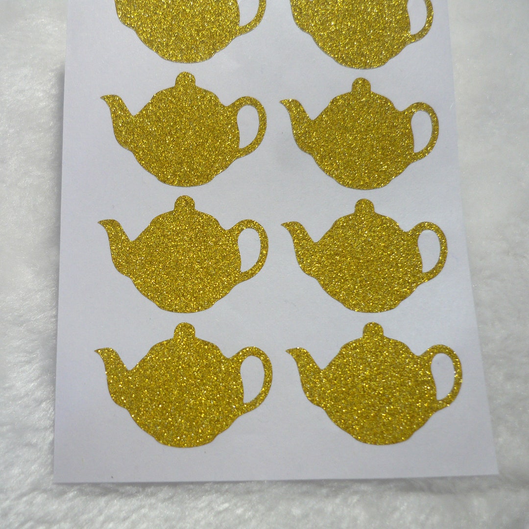 Teapot Gold Glitter Sticker Label Silver Rose Gold Glitter Envelope ...
