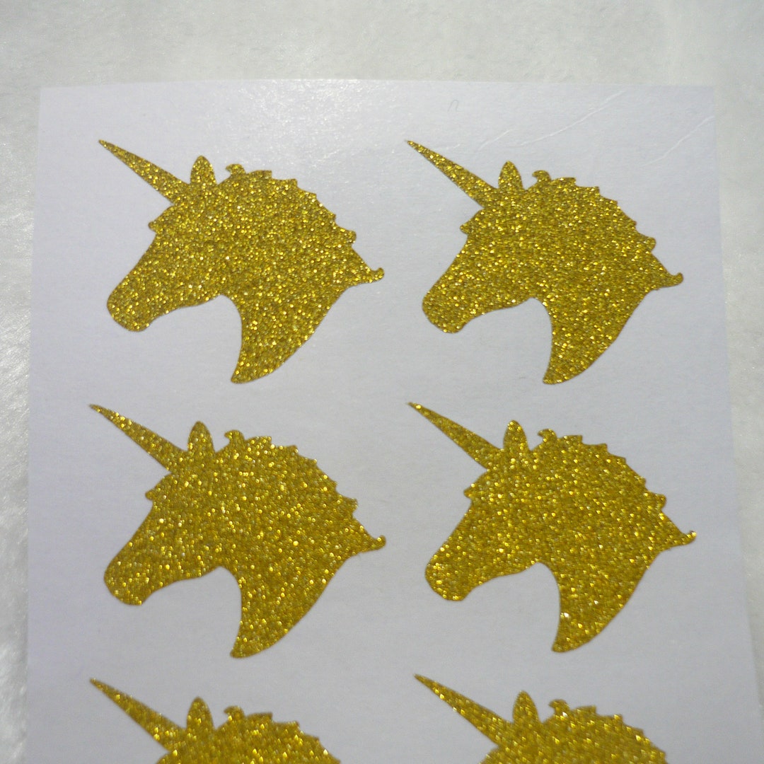Gold Unicorn Glitter Sticker Label Unicorn Party Invitations Silver ...