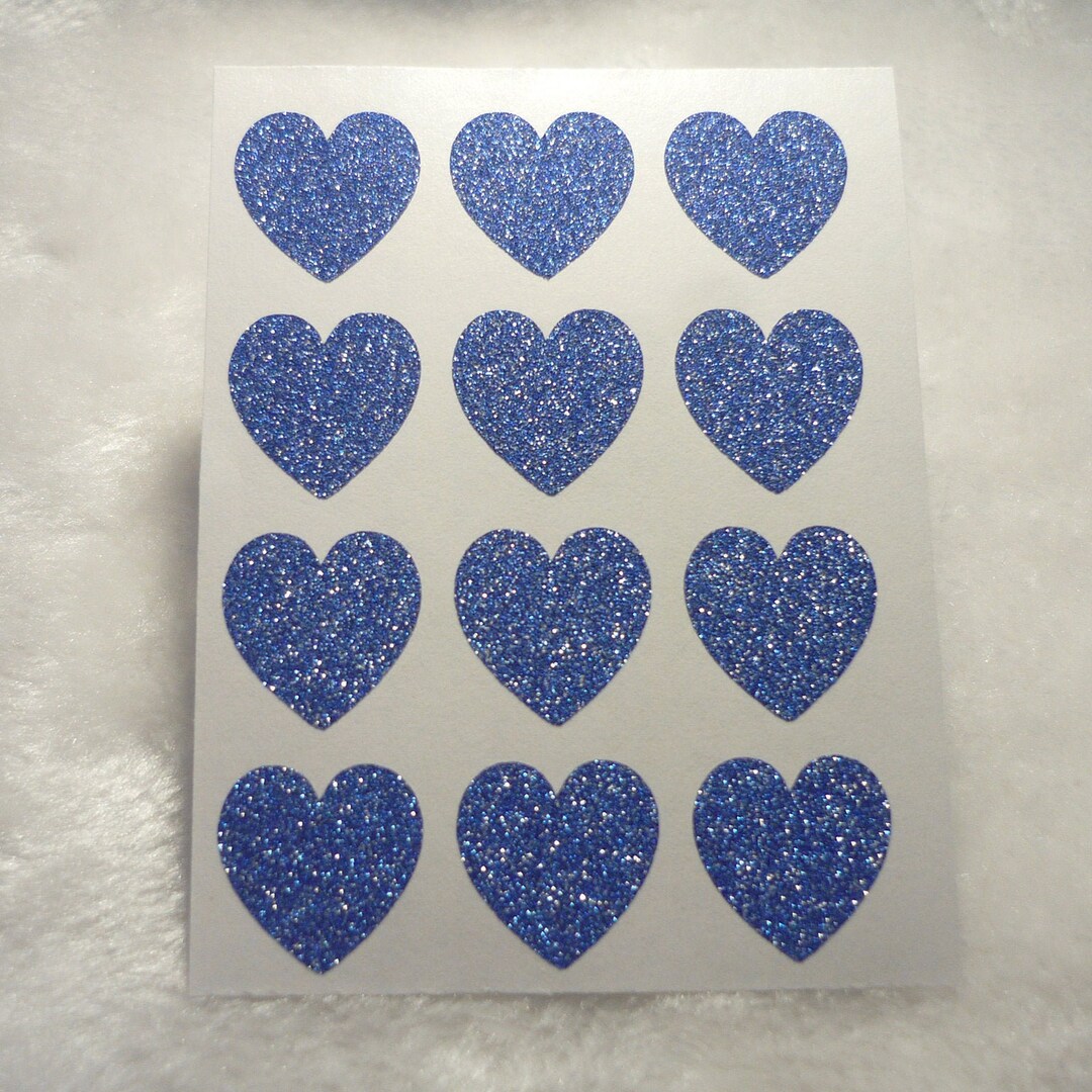 Royal Blue Glitter Heart Stickers Glitter Envelope Seals, Wedding Decor ...