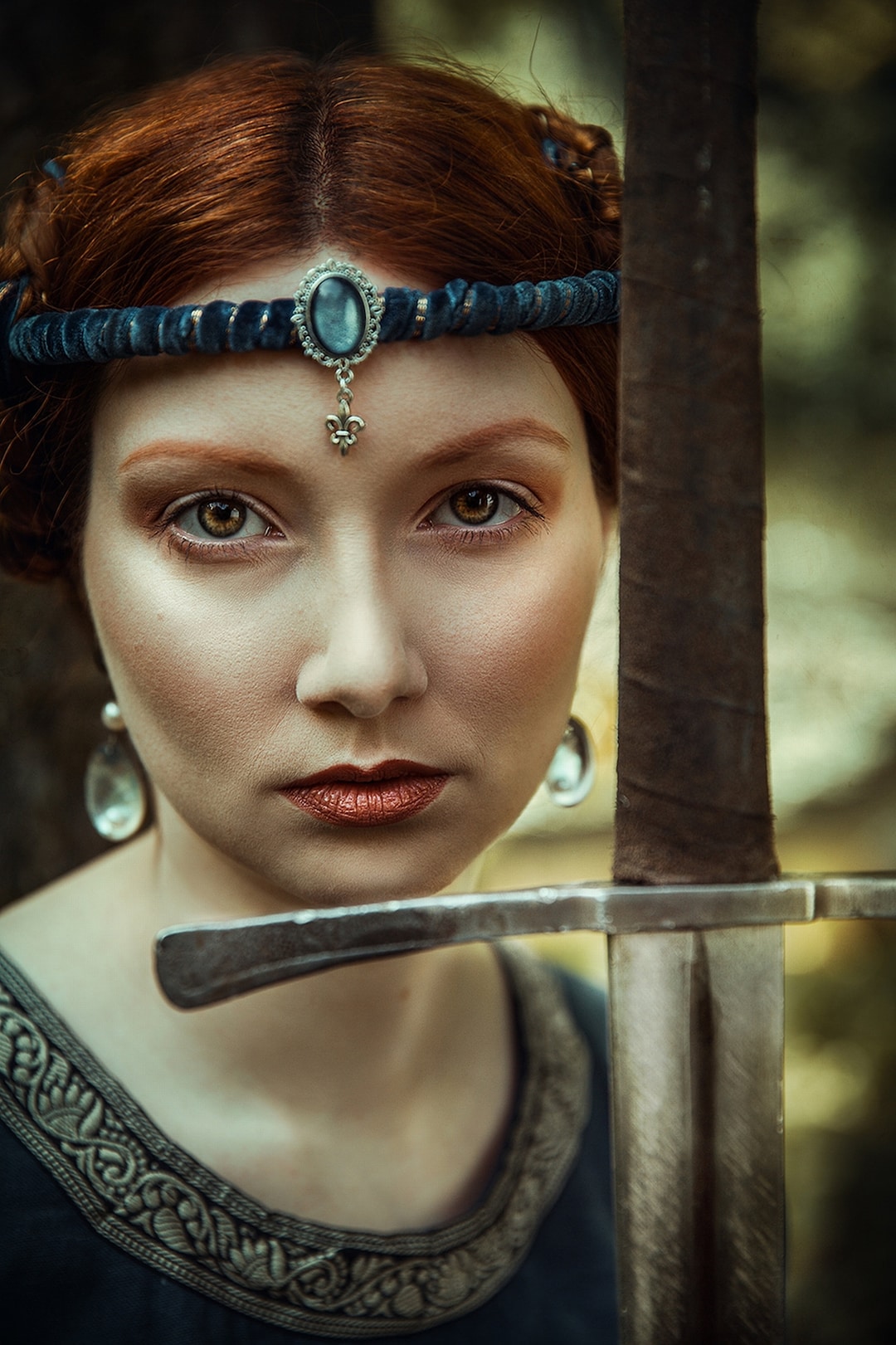 Colors to Choose From Medieval Diadem Velvet Forehead Jewelry Schapel ...