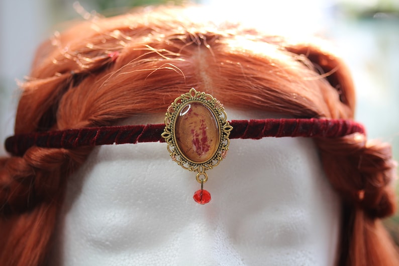 Colors to Choose From Medieval Diadem Velvet Forehead Jewelry Schapel ...