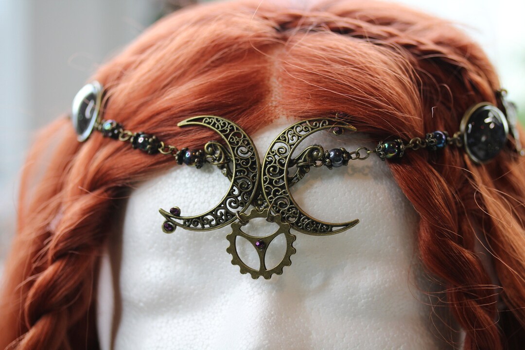 Steampunk Alchemy Forehead Jewelry Tiara Galaxy Moon Diadem cosmic IX ...