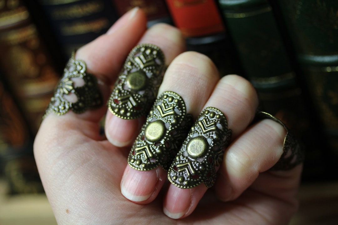 Bronze Flexible Steampunk Finger Jewelry Armor Ornaments 8x Chain Glove ...