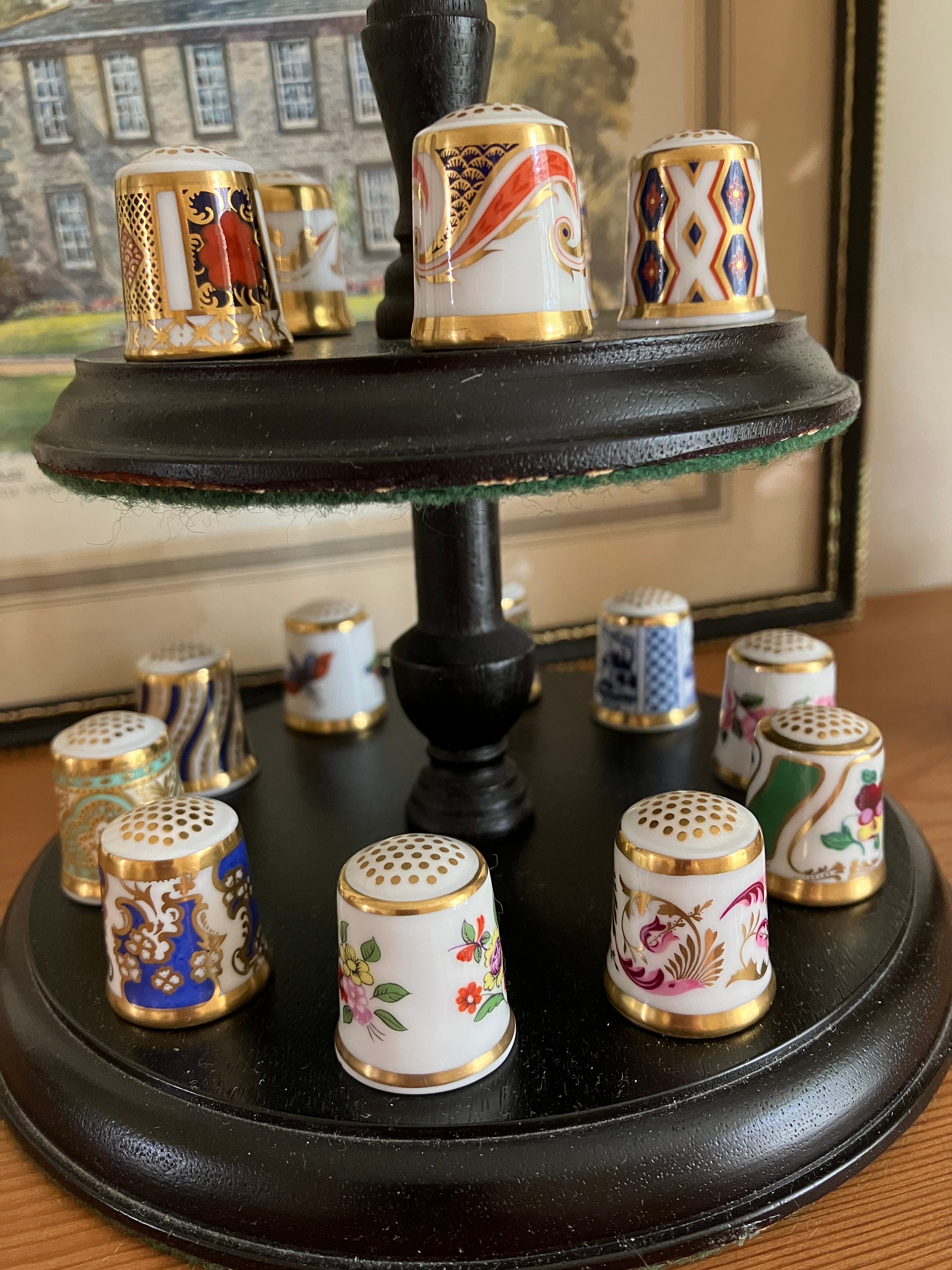 Thimble Holder Pin Cushion Royal Crown Derby Thimbles Made in England ...