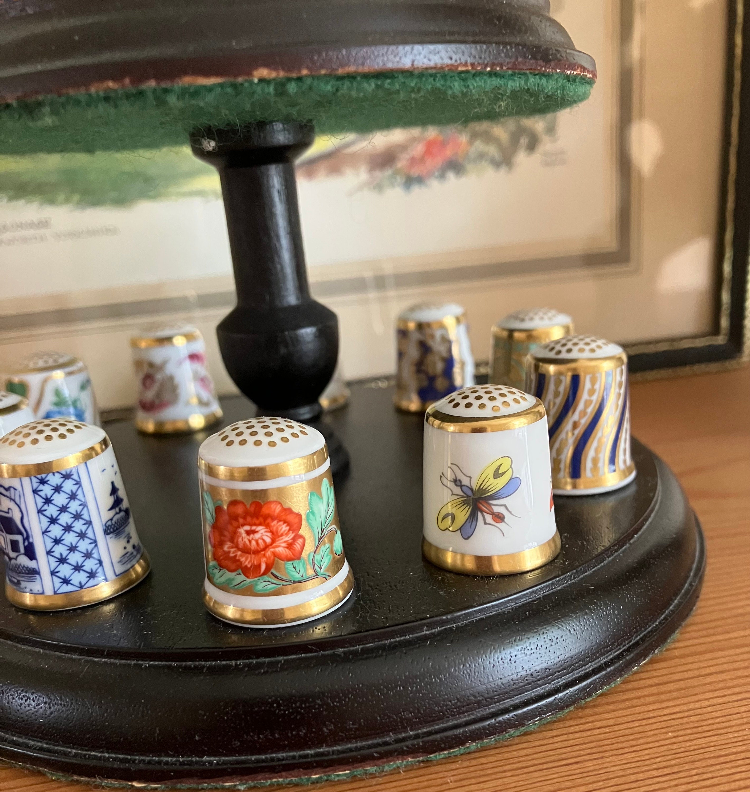 Thimble Holder Pin Cushion Royal Crown Derby Thimbles Made in England ...