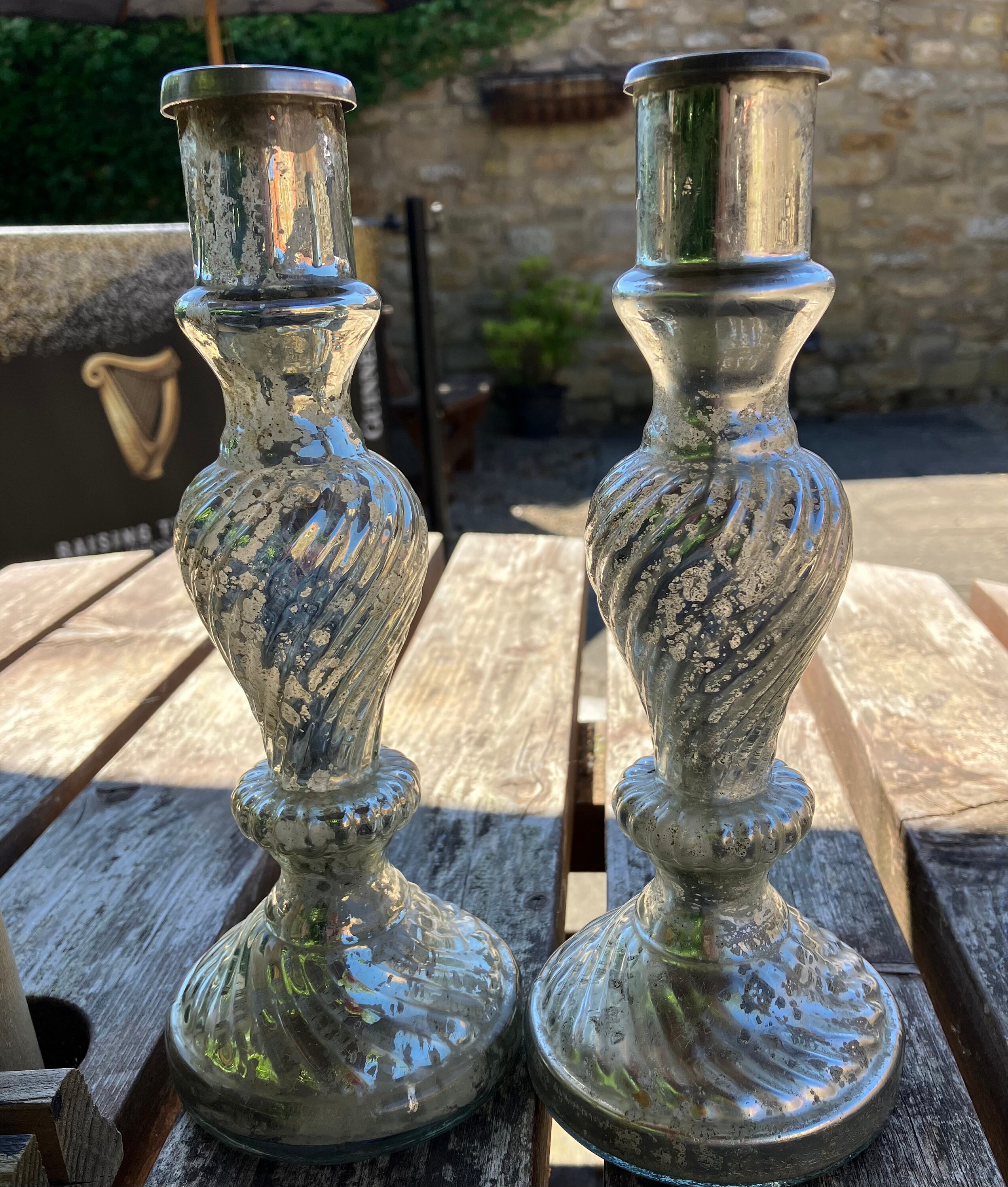 Pair Silver Coloured Candlesticks - Etsy