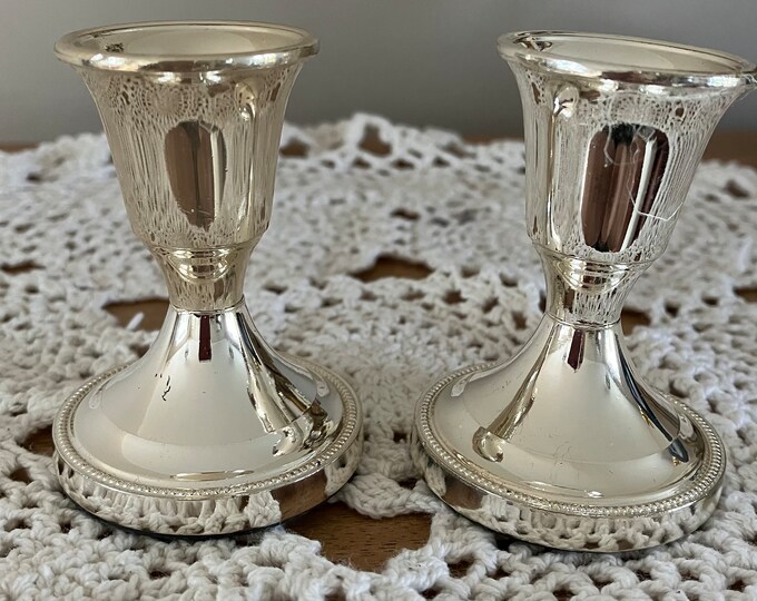 Silver Plate Pair of Small Candlesticks Made in England - Etsy