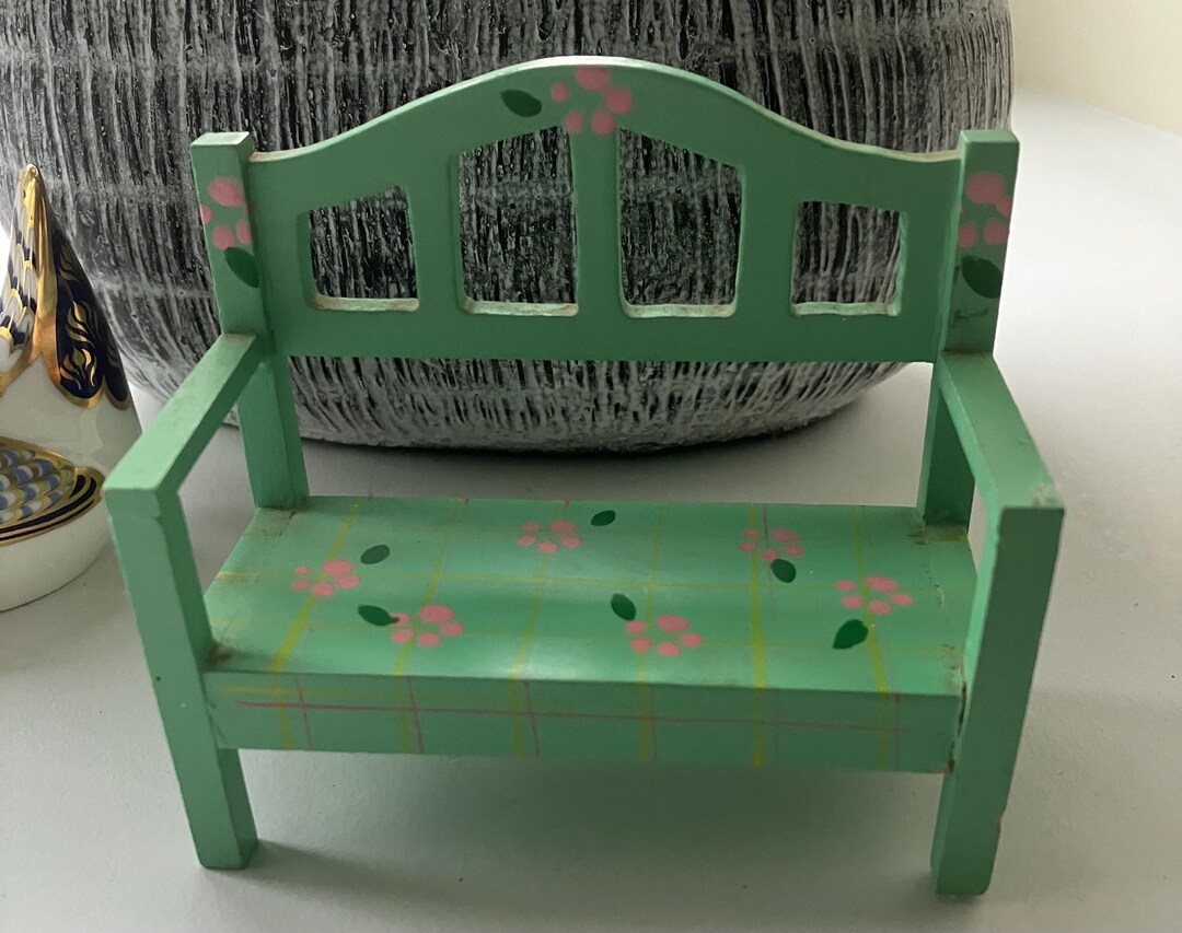 Vintage Painted Bench Dolls House - Etsy