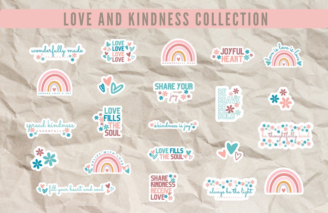 22 DIGITAL DOWNLOAD Png Love Kindness Joy Inspiration Stickers for ...
