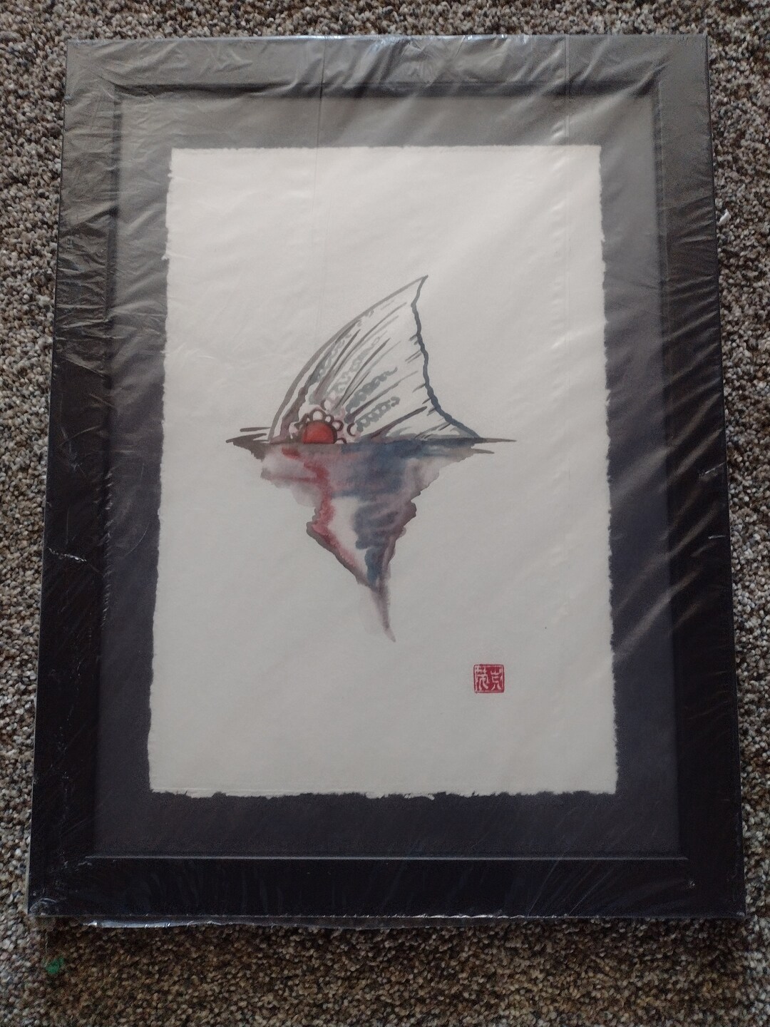 Fish Art ,fish Fin Reflection, Minimalist Fish Fin Art Original Signed ...