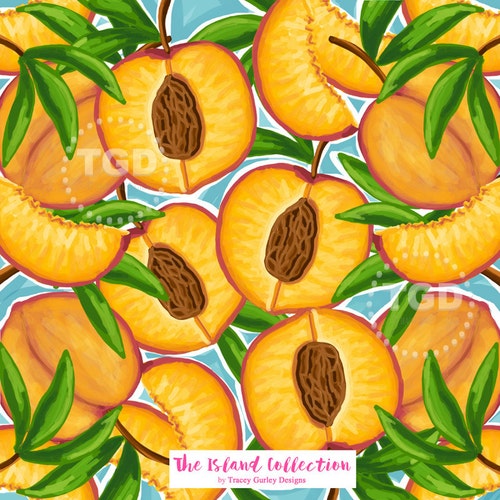 Peach Digital Paper Peaches Papers Seamless Pattern | Etsy