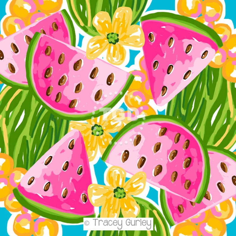 Preppy Watermelon Pink Green and Turquoise Digital Paper - Etsy