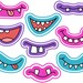 Girly Monster Grins Digital Clip Art Cute Monster Smiles | Etsy