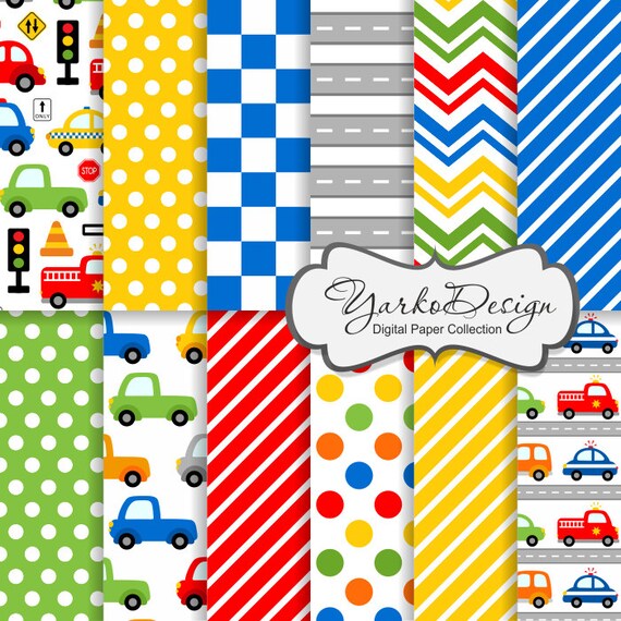 Cars Digital Paper Cars Pattern Vehicle Background | Etsy