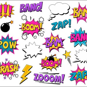 Superhero Clipart Comic Book Clip Art Comic Text Speech Bubbles Boom ...
