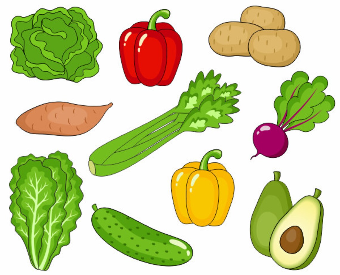 Fruits and Vegetables Clip Art Collection, Clipart Bundle Instant ...