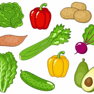 Fruits and Vegetables Clip Art Collection, Clipart Bundle Instant ...
