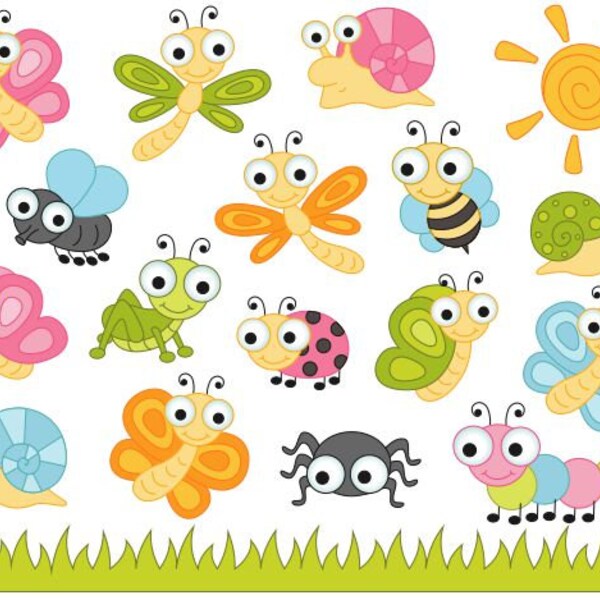Cute Bugs Clipart - Etsy