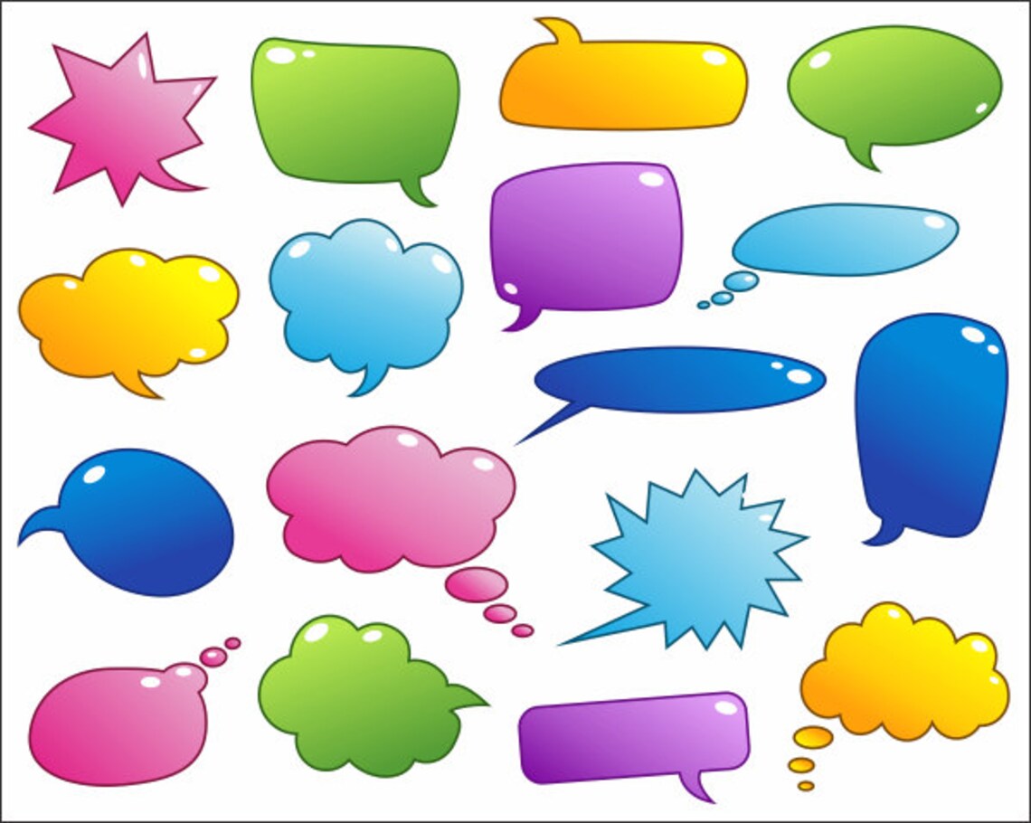 Speech Bubbles Digital Frames, Digital Clip Art, Text Bubbles ...