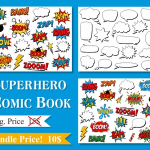 Superhero Comic Book Clip Art Collection, Speech Bubbles, Clipart ...