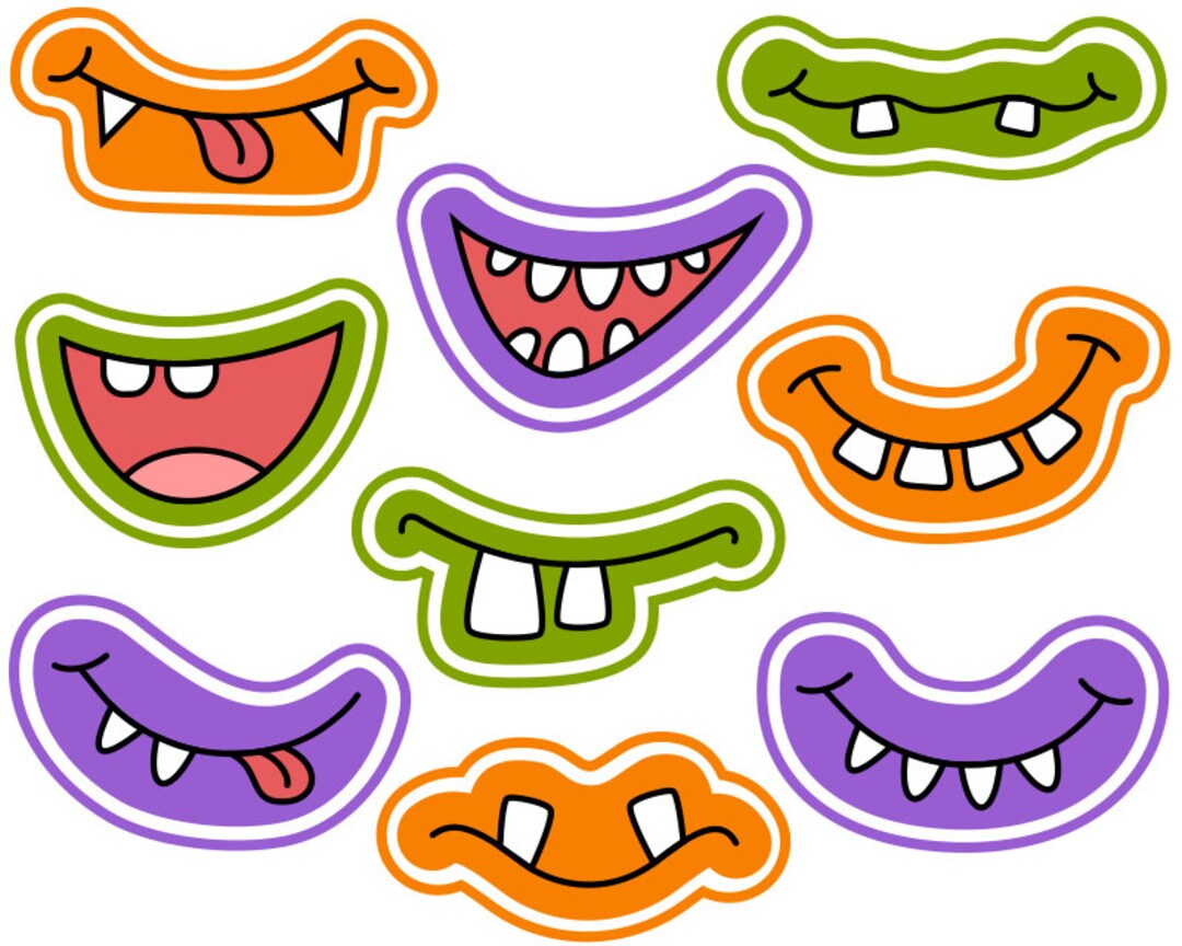 Halloween Monster Grins Digital Clip Art, Cute Monster Smiles, Monster ...