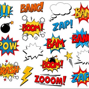 Superhero Comic Book Clip Art Collection, Speech Bubbles, Clipart ...