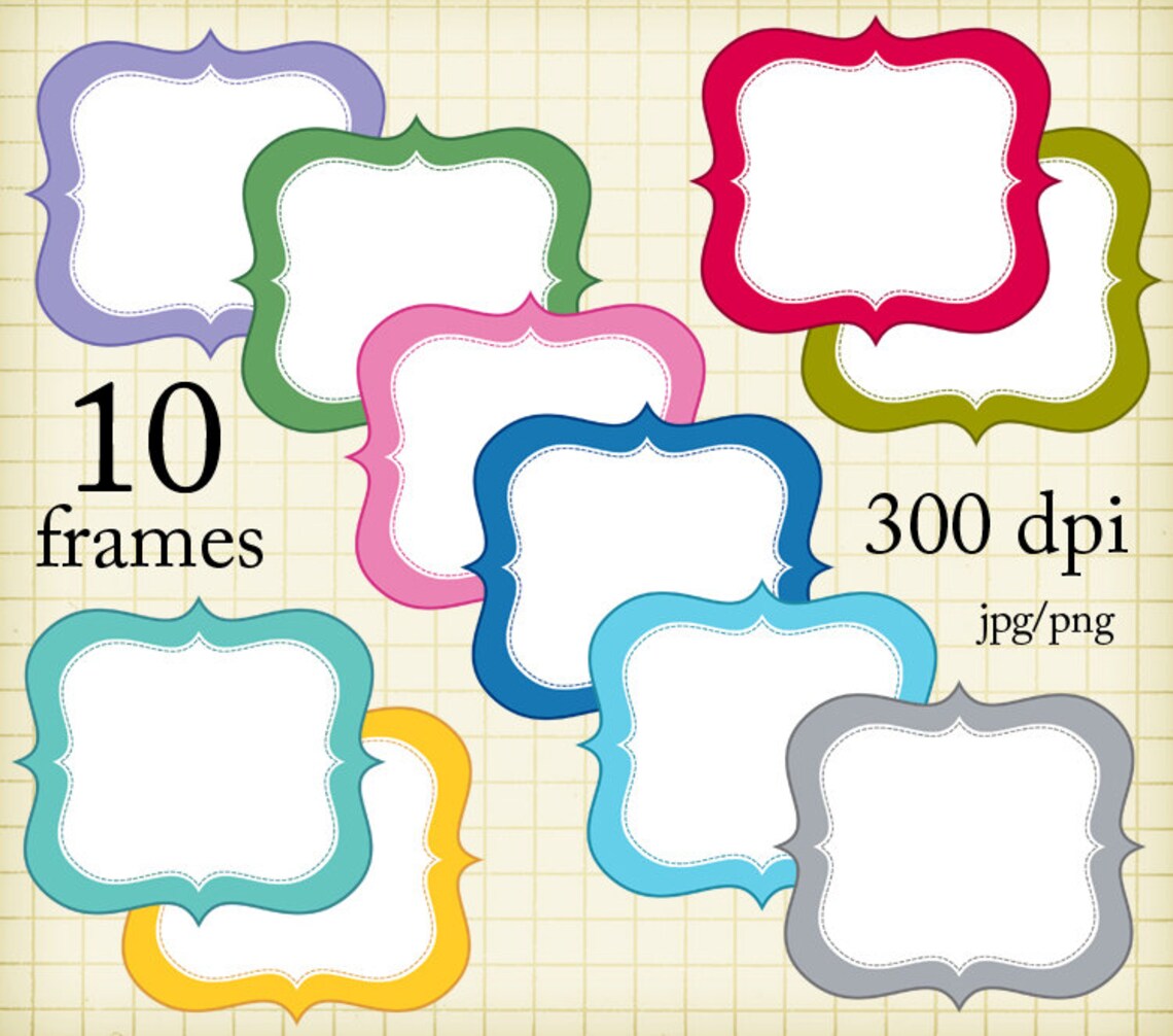 Digital Frame Clip Art White Background Frame Transparent - Etsy