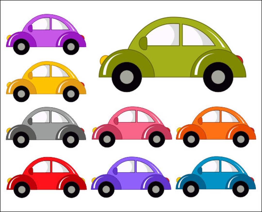 Cute Cars Digital Clip Art, Funny Cars Clipart - Instant Download ...