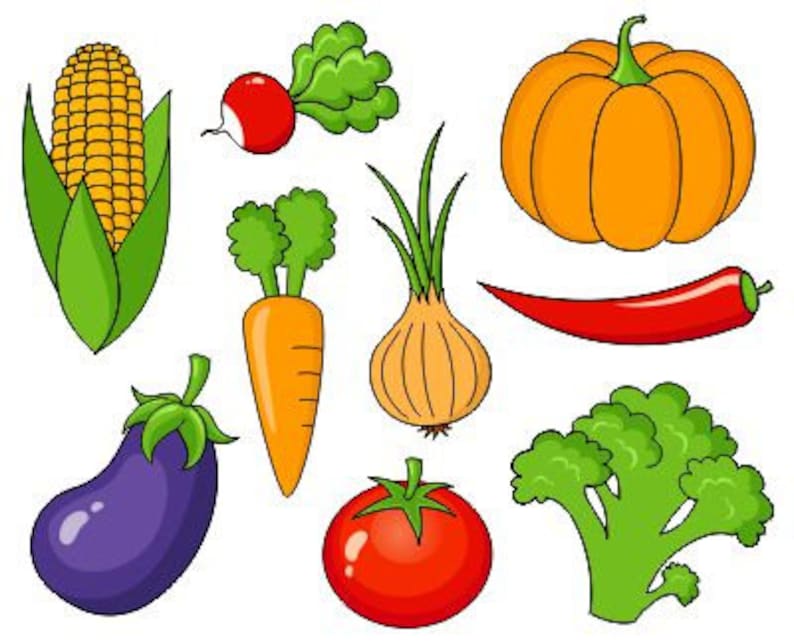 Fruits and Vegetables Clip Art Collection, Clipart Bundle Instant ...