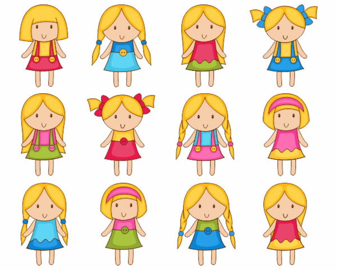 Cute Girls Clip Art Kids Digital Clip Art Blond Girls - Etsy
