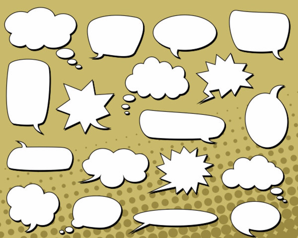 Comic Book Speech Bubbles Clip Art, Text Bubbles Clipart, Chat Bubbles ...