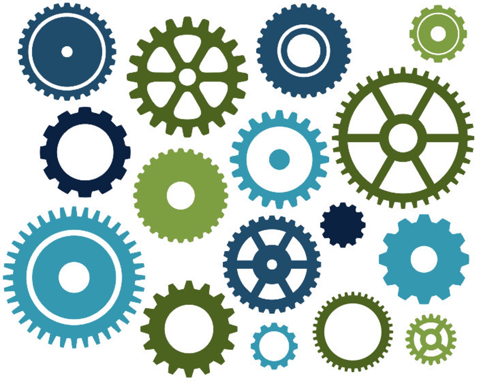 Steampunk Gears Clip Art, Blue Green Gears Clip Art, Sprocket, Cogwheel ...
