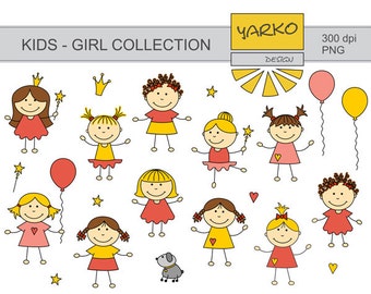 Princess Digital Clip Art Cute Girls Instant Download - Etsy