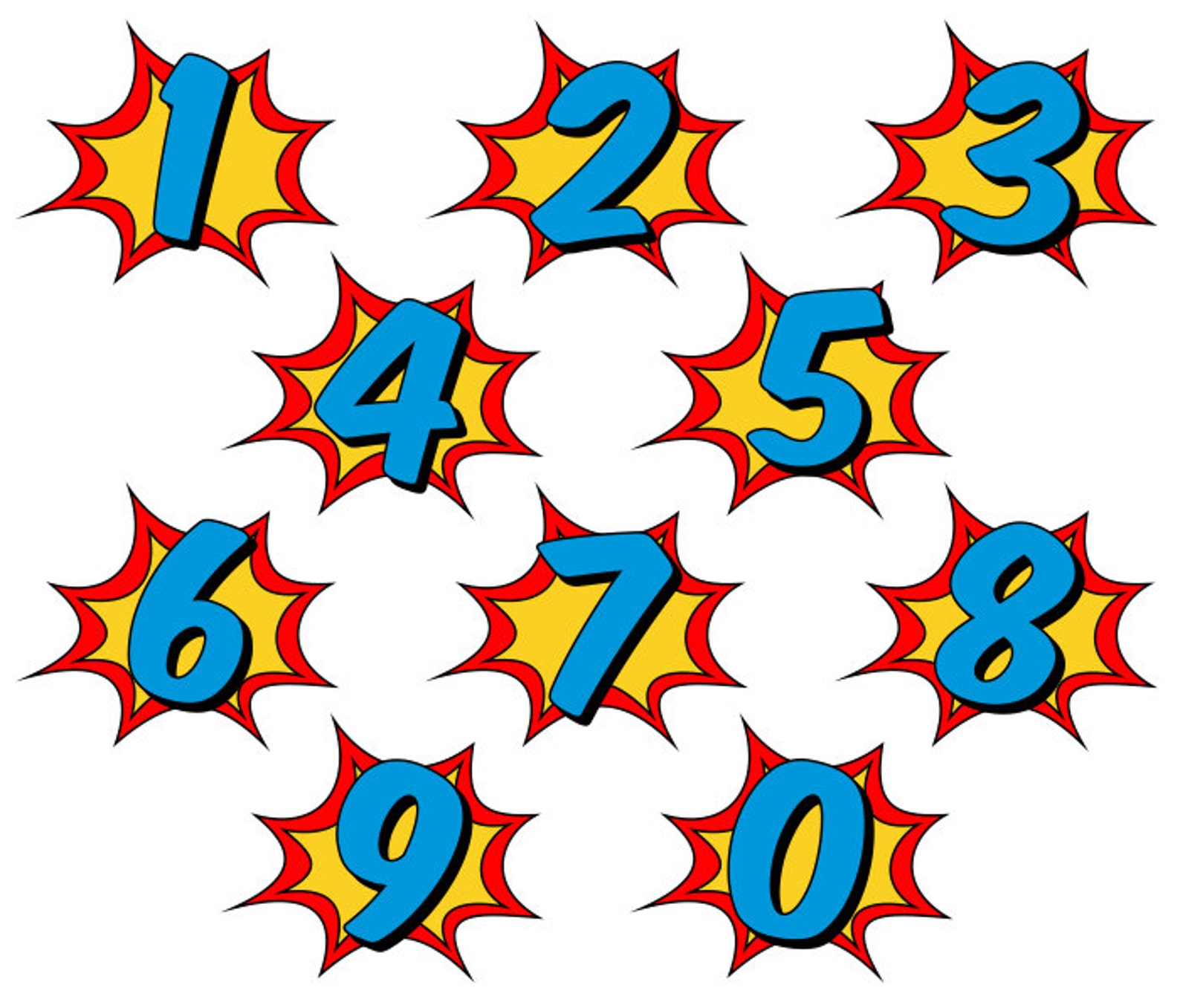 Superhero Clipart, Comic Book Clip Art, Comic Book Numbers Instant ...