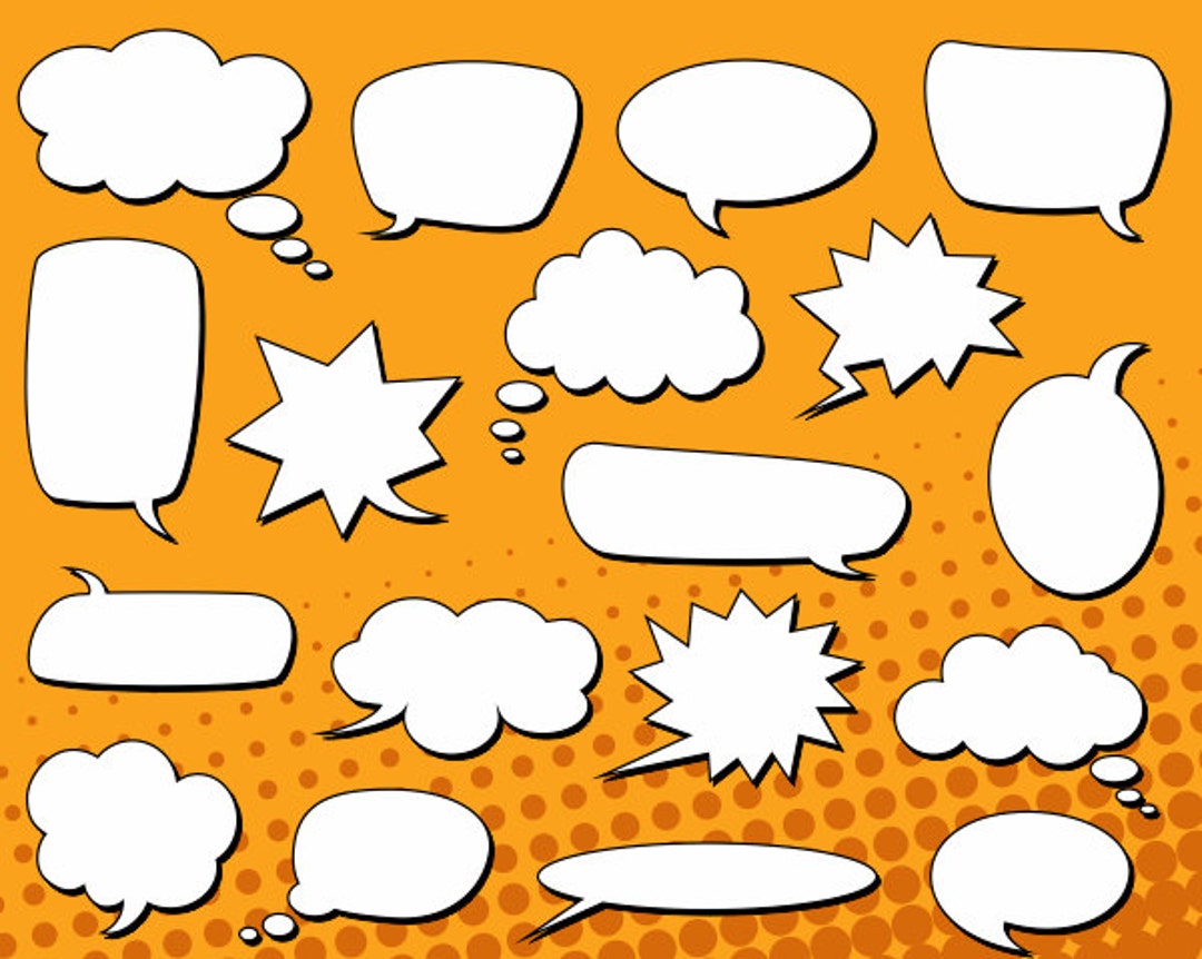 Comic Book Speech Bubbles Clip Art, Text Bubbles Clipart, Chat Bubbles ...