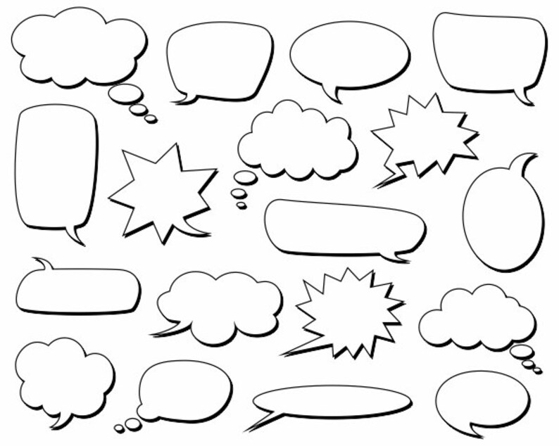 Comic Book Speech Bubbles Clip Art, Text Bubbles Clipart, Chat Bubbles ...