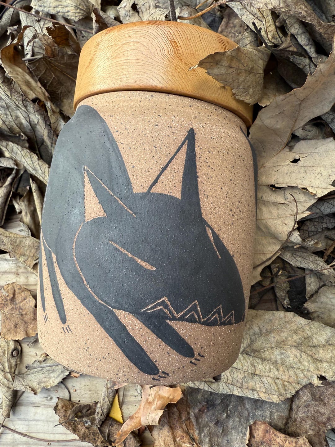 Hand Illustrated Sgraffito Stoneware Bullet Jar - Fox - Etsy