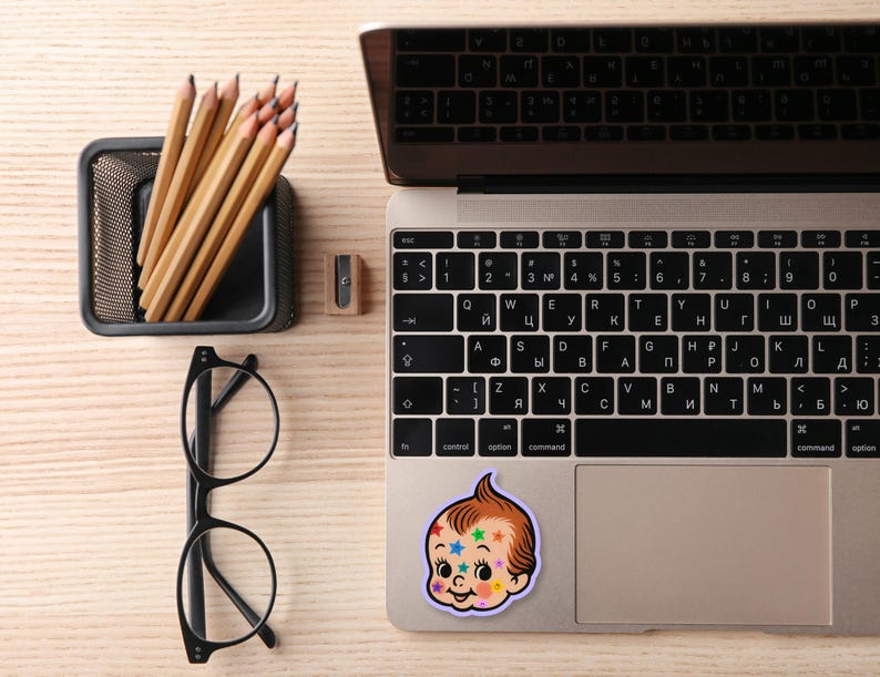 Retro Kewpie Vinyl Sticker Set: Kawaii Decals, Set of 2 - Etsy