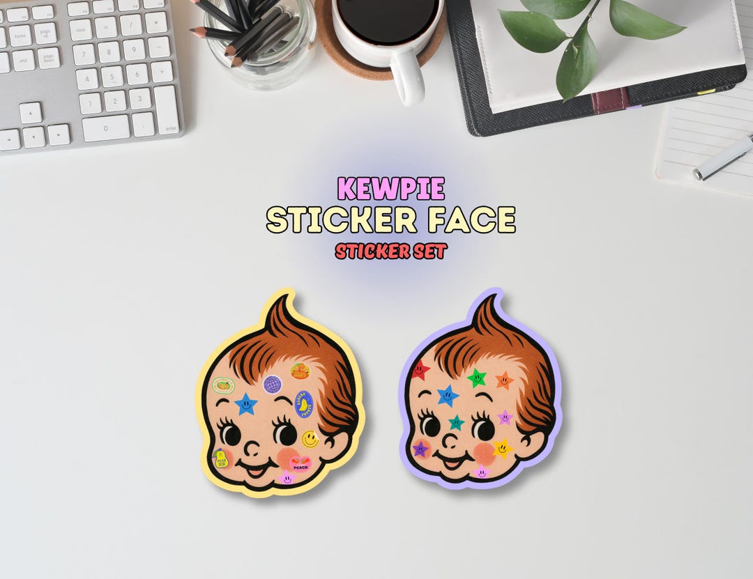 Retro Kewpie Vinyl Sticker Set: Kawaii Decals, Set of 2 - Etsy