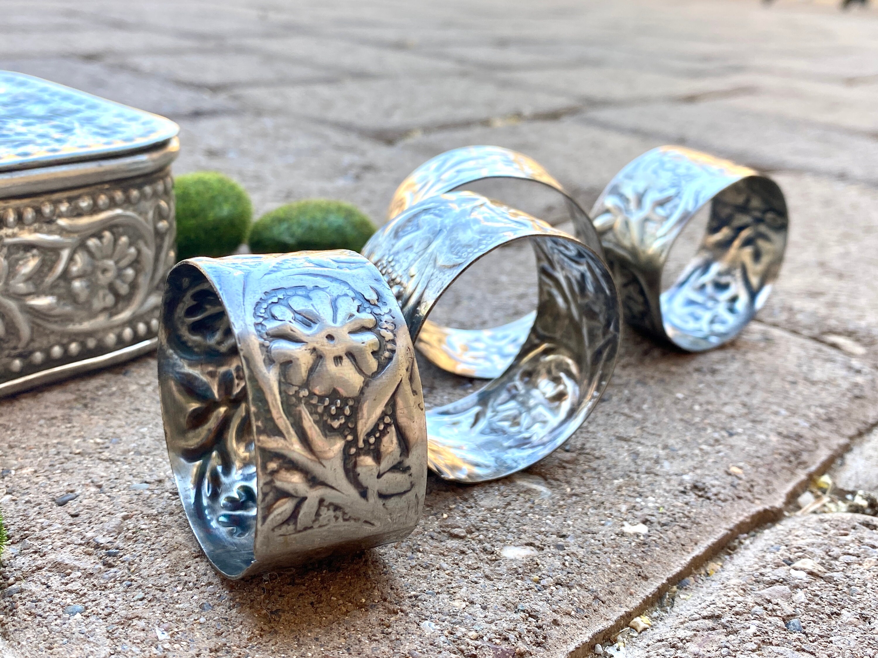 Ornate Napkin Rings Mexico. Vintage. Set 4. Round Silver | Etsy