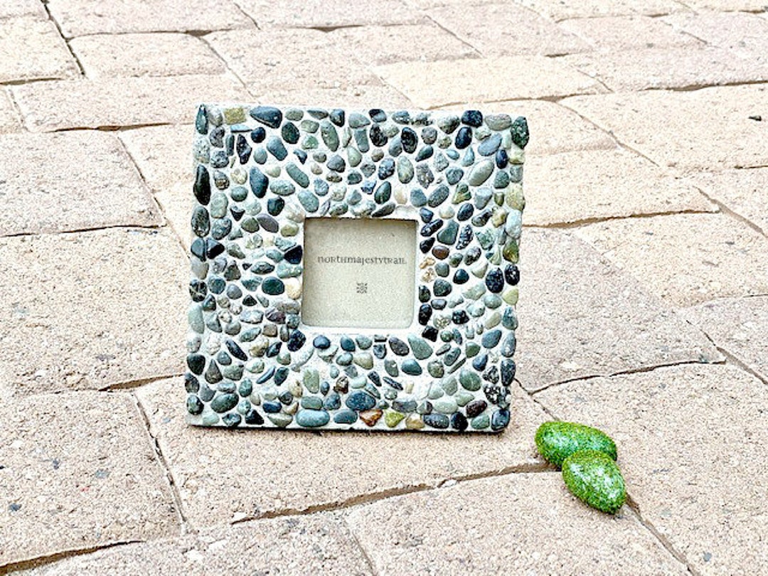 Pebble Concrete Picture Frame. Vintage. Holds 2.75x2.75" Square Photo ...