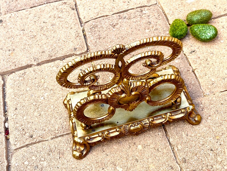 Ornate Brass Letter Holder Desk Accessory A&M Leatherlines - Etsy