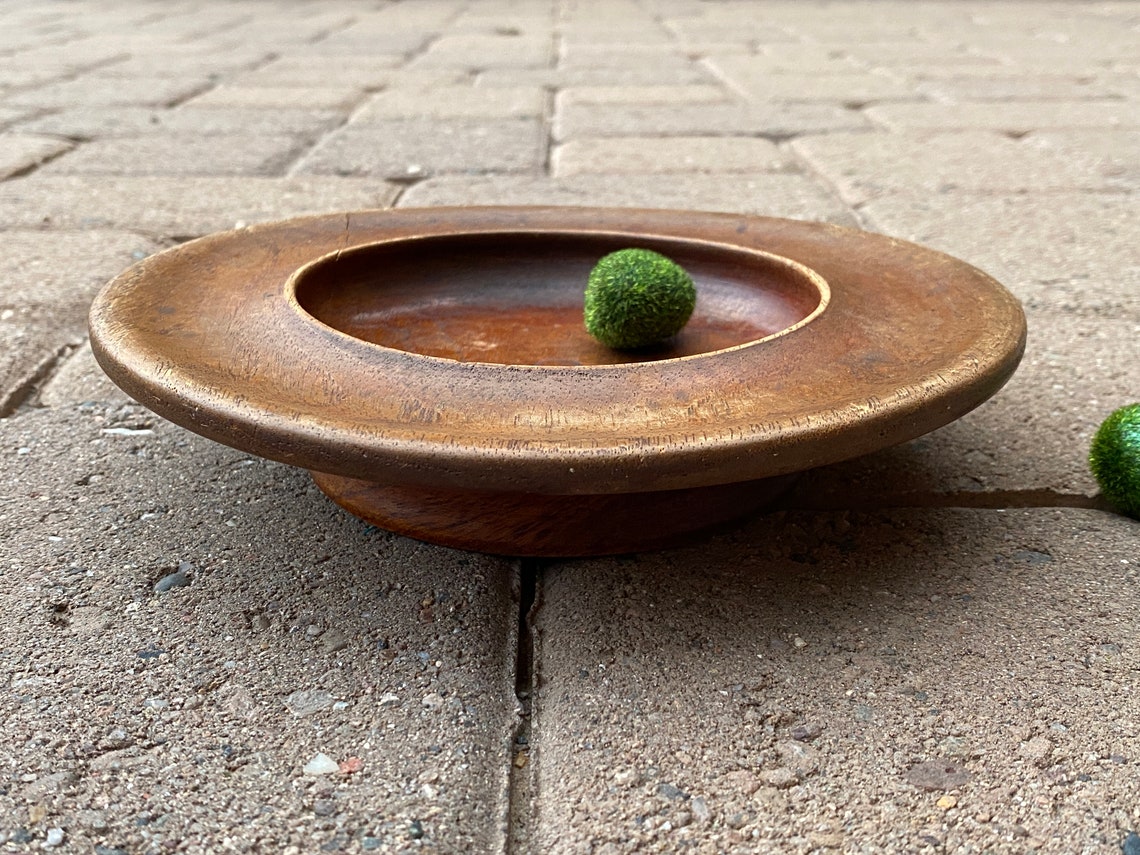 Wooden Church Collection Plate. Vintage. Antique. Brown. Handcarved ...