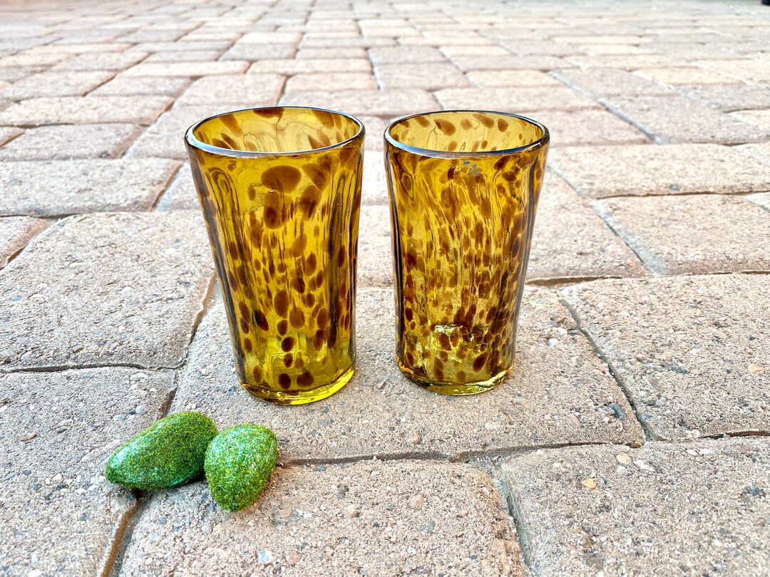 Pair Handblown Mexican Glassware, Tortuoise Shell. Vintage. Speckled ...