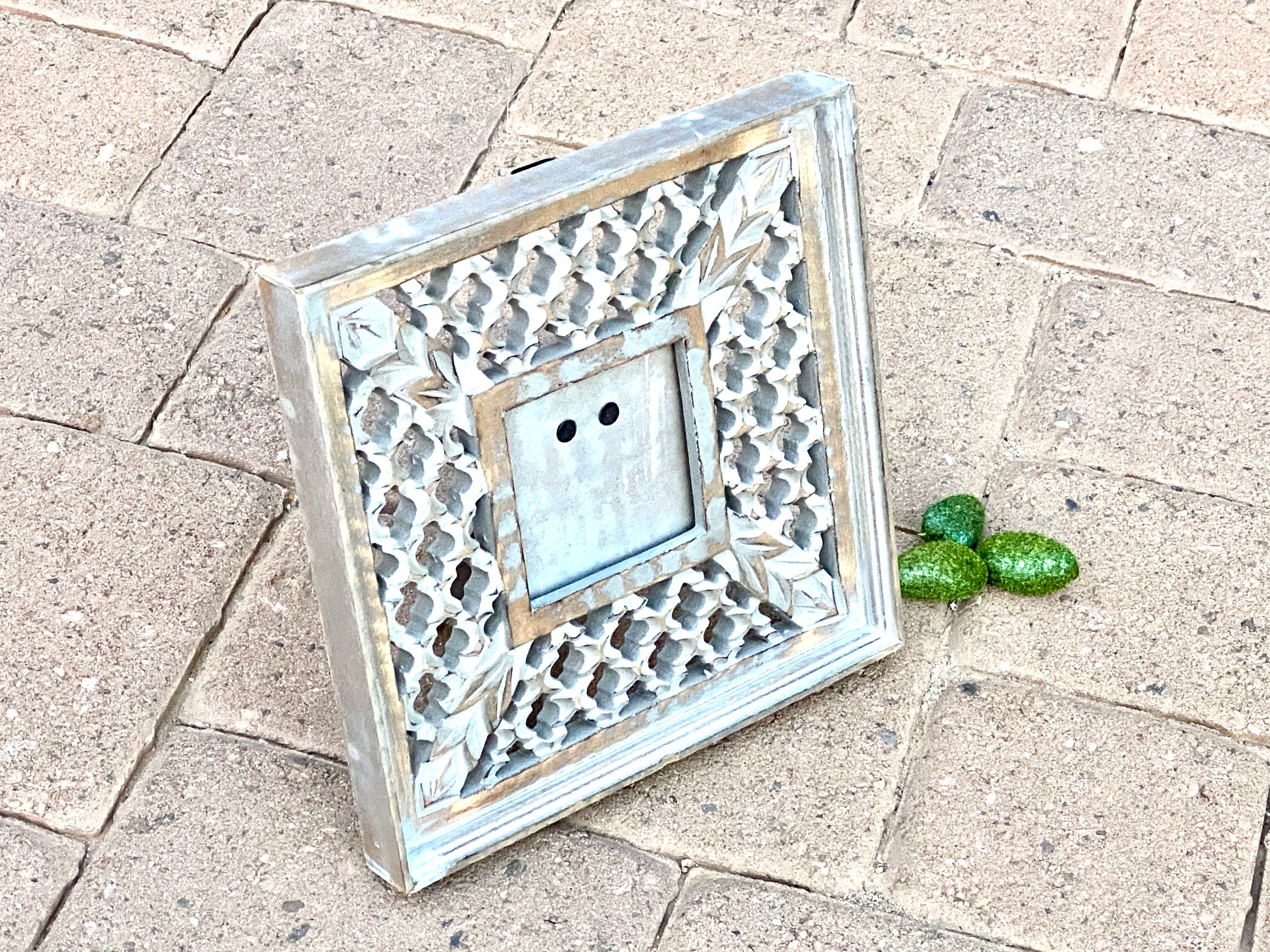 Square Handcarved Wood Picture Frame. Vintage. Holds 4x4 - Etsy