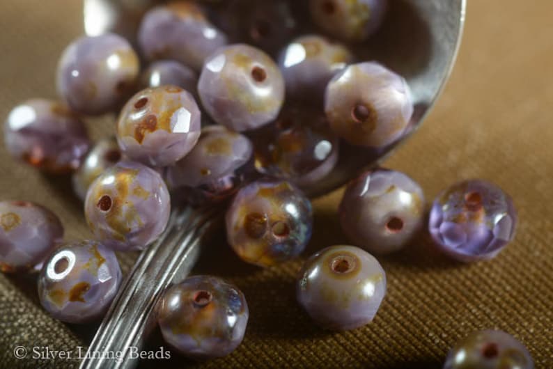 Muted Lilac Bash 10 Czech Glass Bead 7x5mm Faceted | Etsy