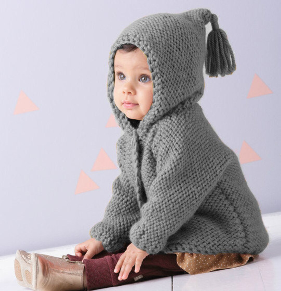 Tassel Hooded Coat Baby Knits, Toddler Knit Coat, Newborn Knit Coat ...