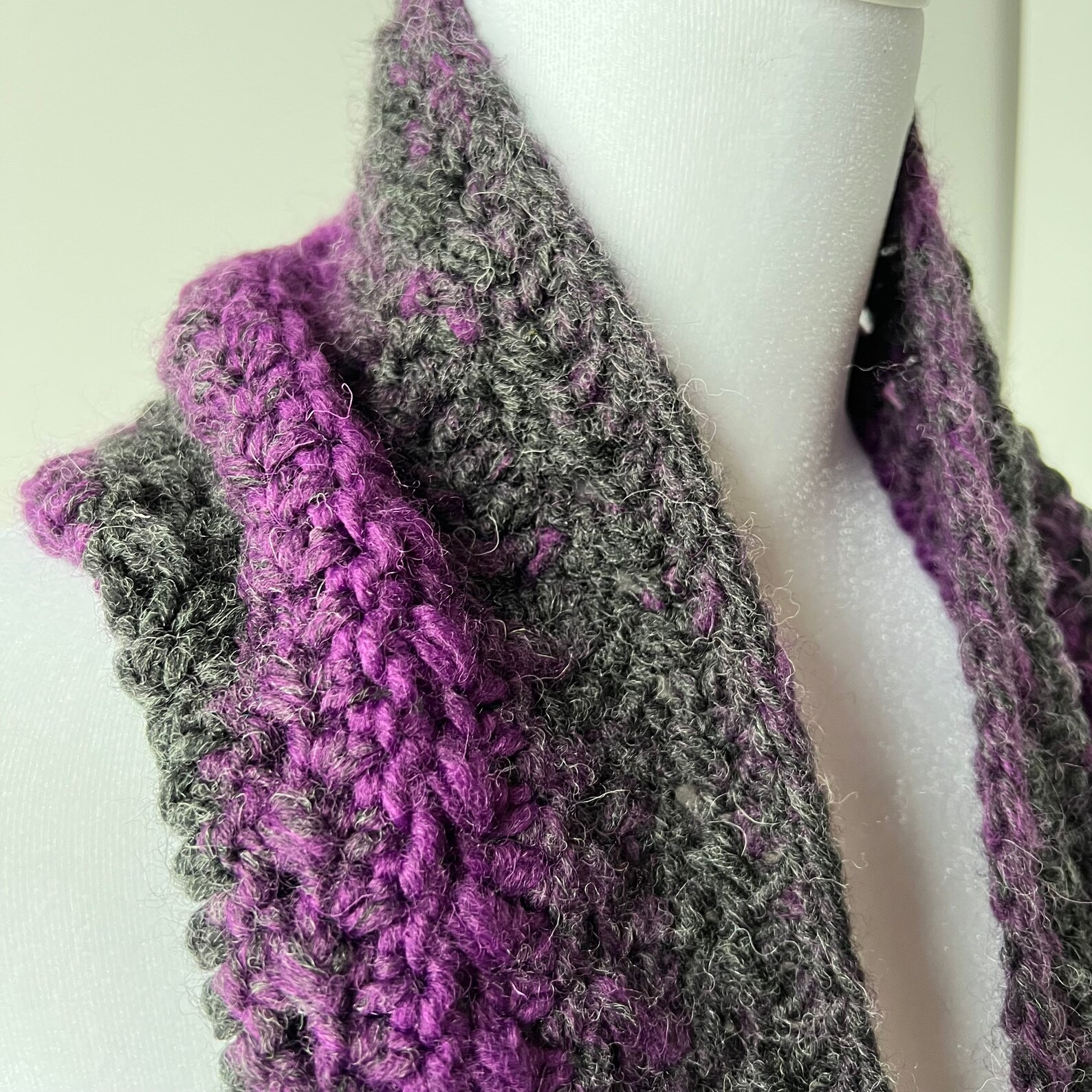 Purple and Dark Gray Variegated Crochet Scarf. - Etsy