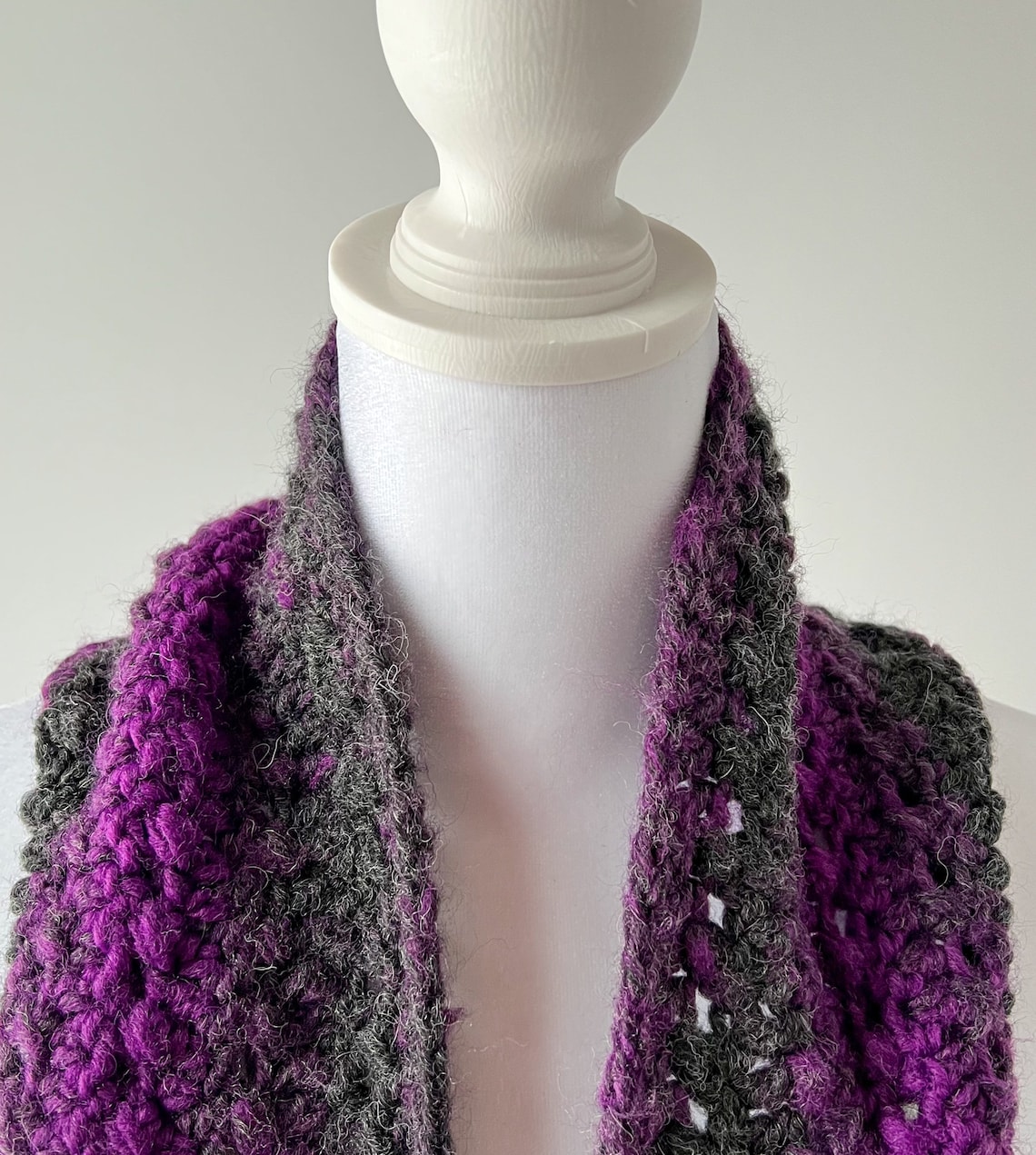 Purple and Dark Gray Variegated Crochet Scarf. - Etsy