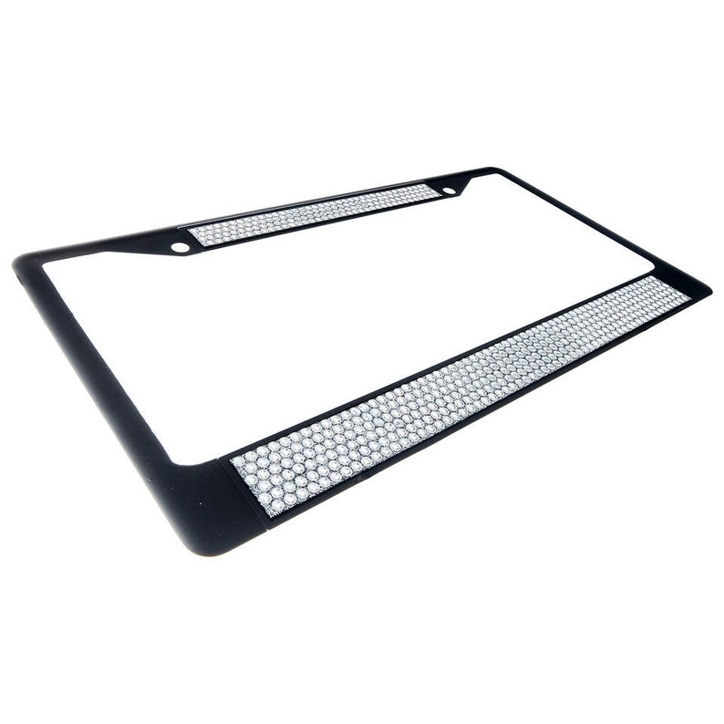 Premium Black Clear Bling Crystal Diamond License Plate Frame for Car ...